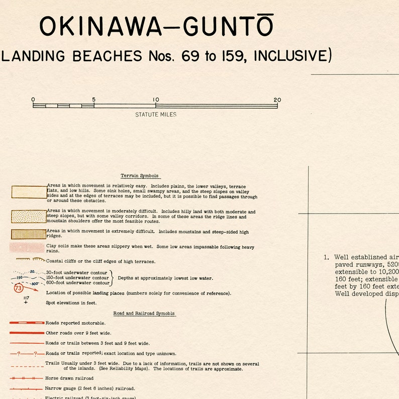 WW2 Okinawa Landing Beaches Vintage Map Print Pacific WWII - Etsy