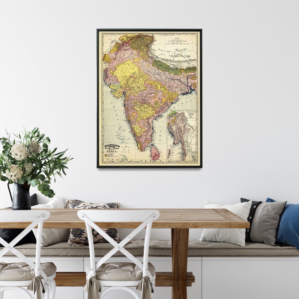 Old Map of India Vintage India Map India Poster Decor - Etsy