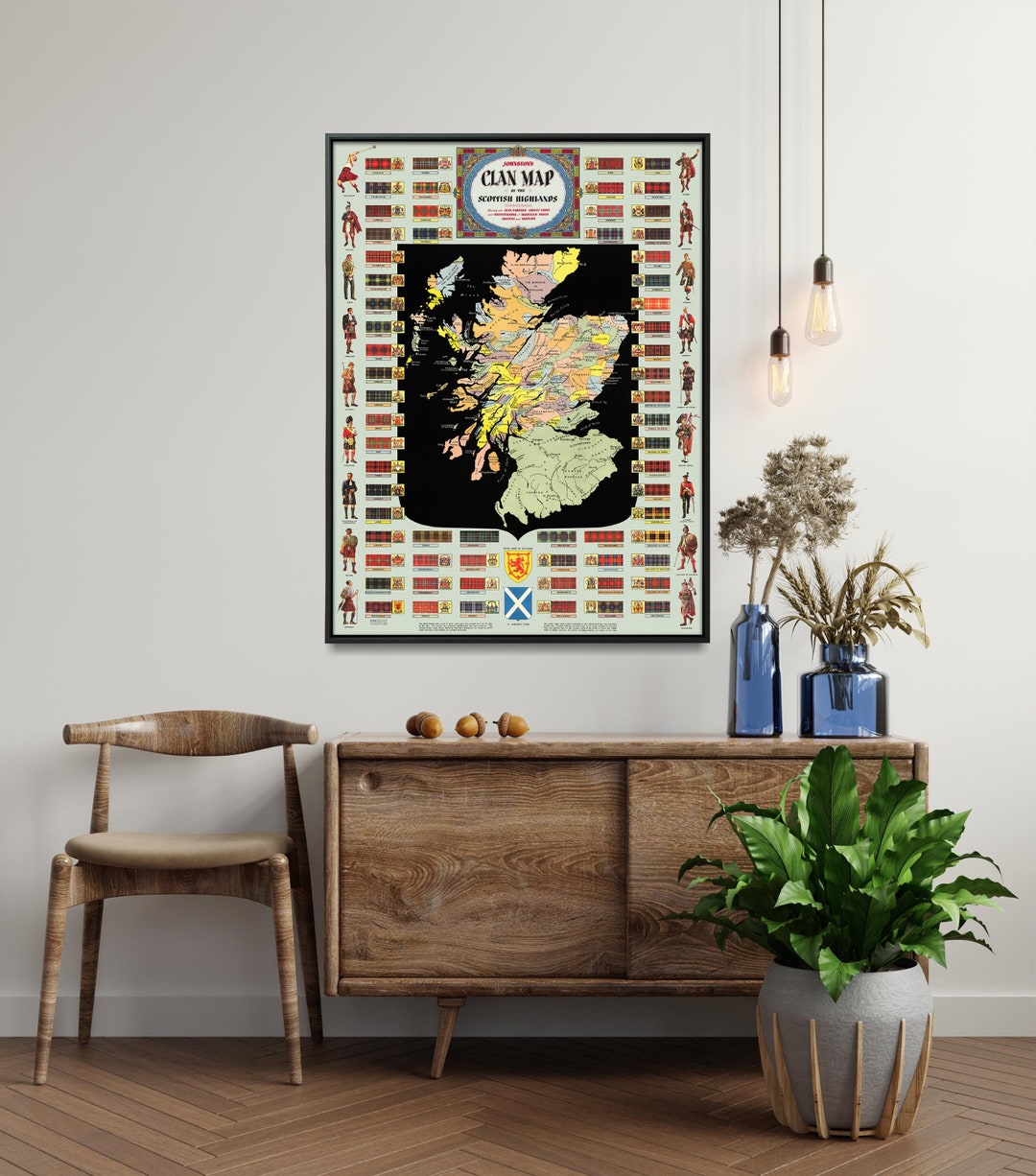 Scotland: Highlands Clans - Vintage Tartan Chart Print, Scottish Wall ...