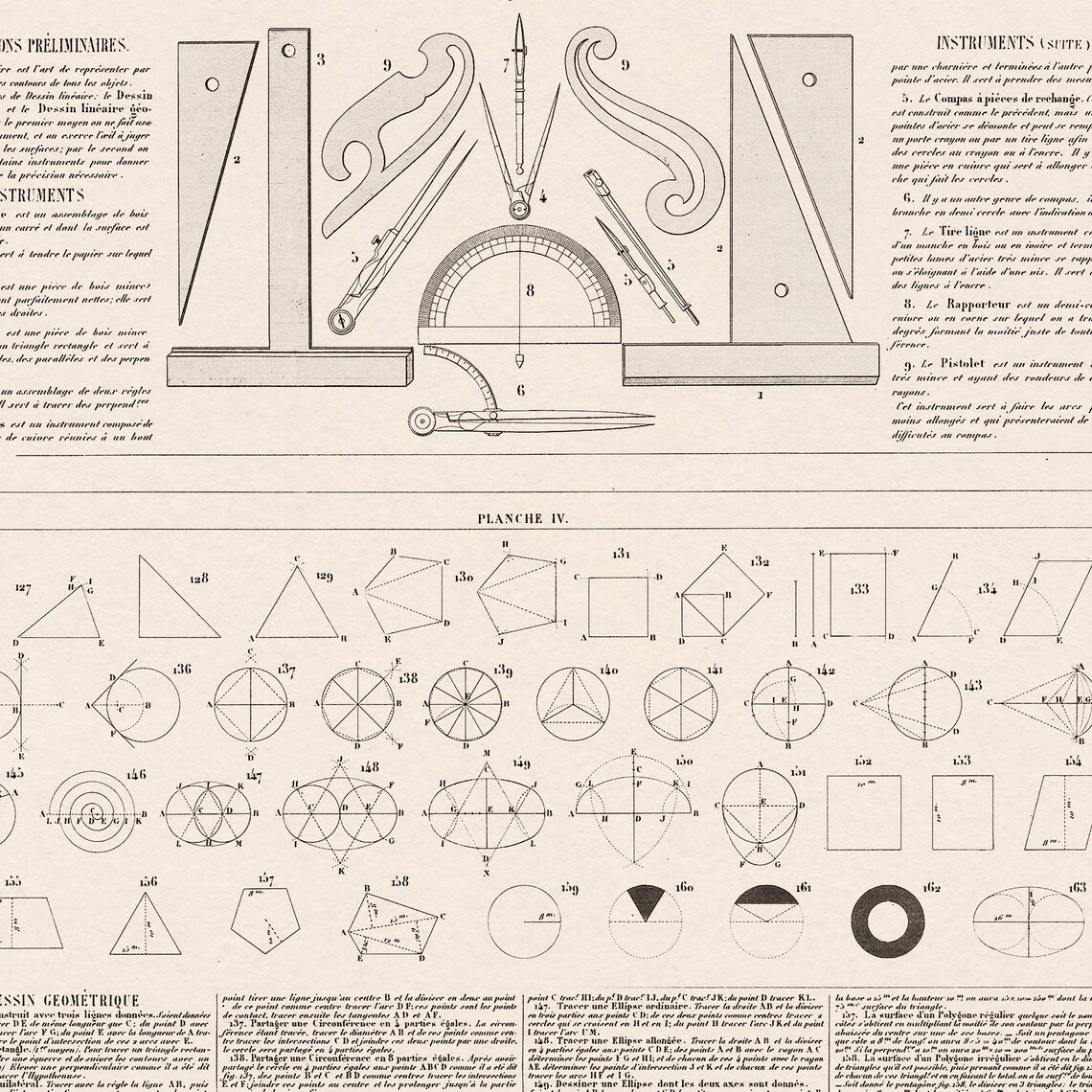 Technical Drawing Vintage Chart Print Architectural & | Etsy