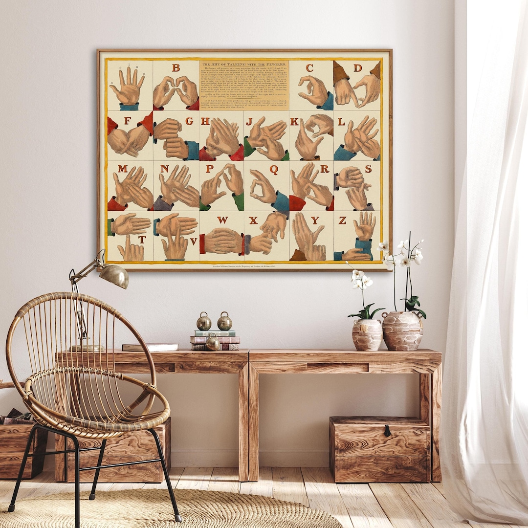 Sign Language Alphabet - Vintage Chart Print, BSL Wall Art Home Gift - Etsy