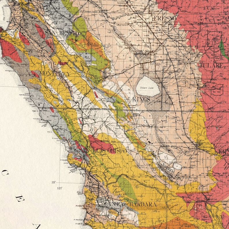 Geological Map of California Geologic California Map Poster - Etsy