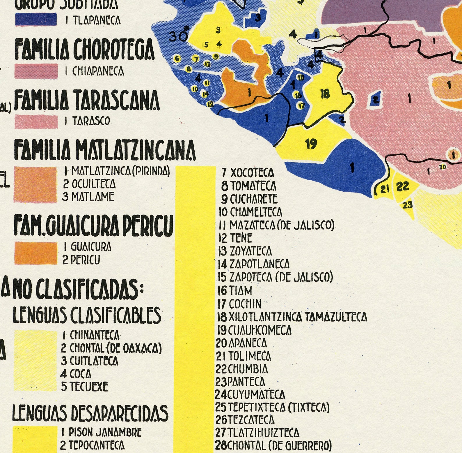 Mexico Indigenous Languages Vintage Map Print Mexican Indians | Etsy