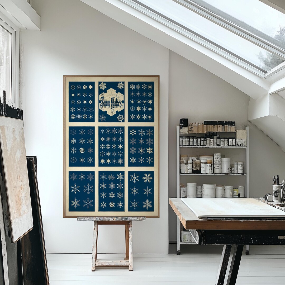 Vintage 1863 Snowflakes Chart - Victorian Crystallography Illustration ...