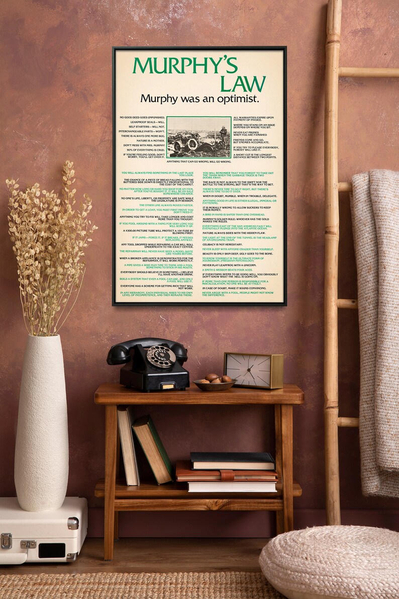 Murphy's Law Vintage Poster Print Humorous Wall Art - Etsy