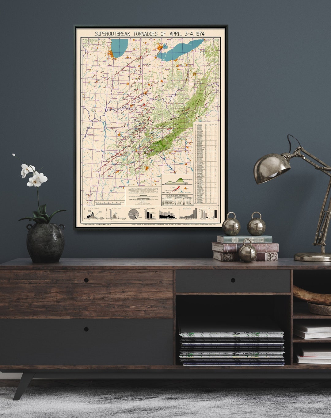 Tornado Super Outbreak of April 3-4, 1974 - Vintage Chart Print ...