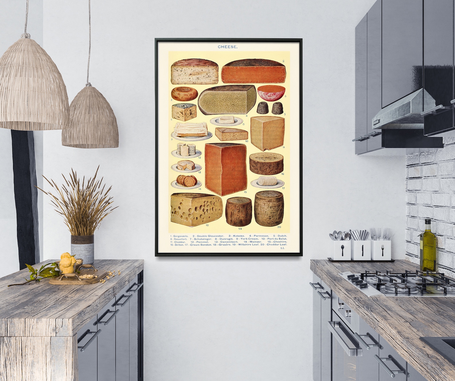 Cheese Poster Cheese Wall Art Vintage Cheese Print Dining, Restaurant ...
