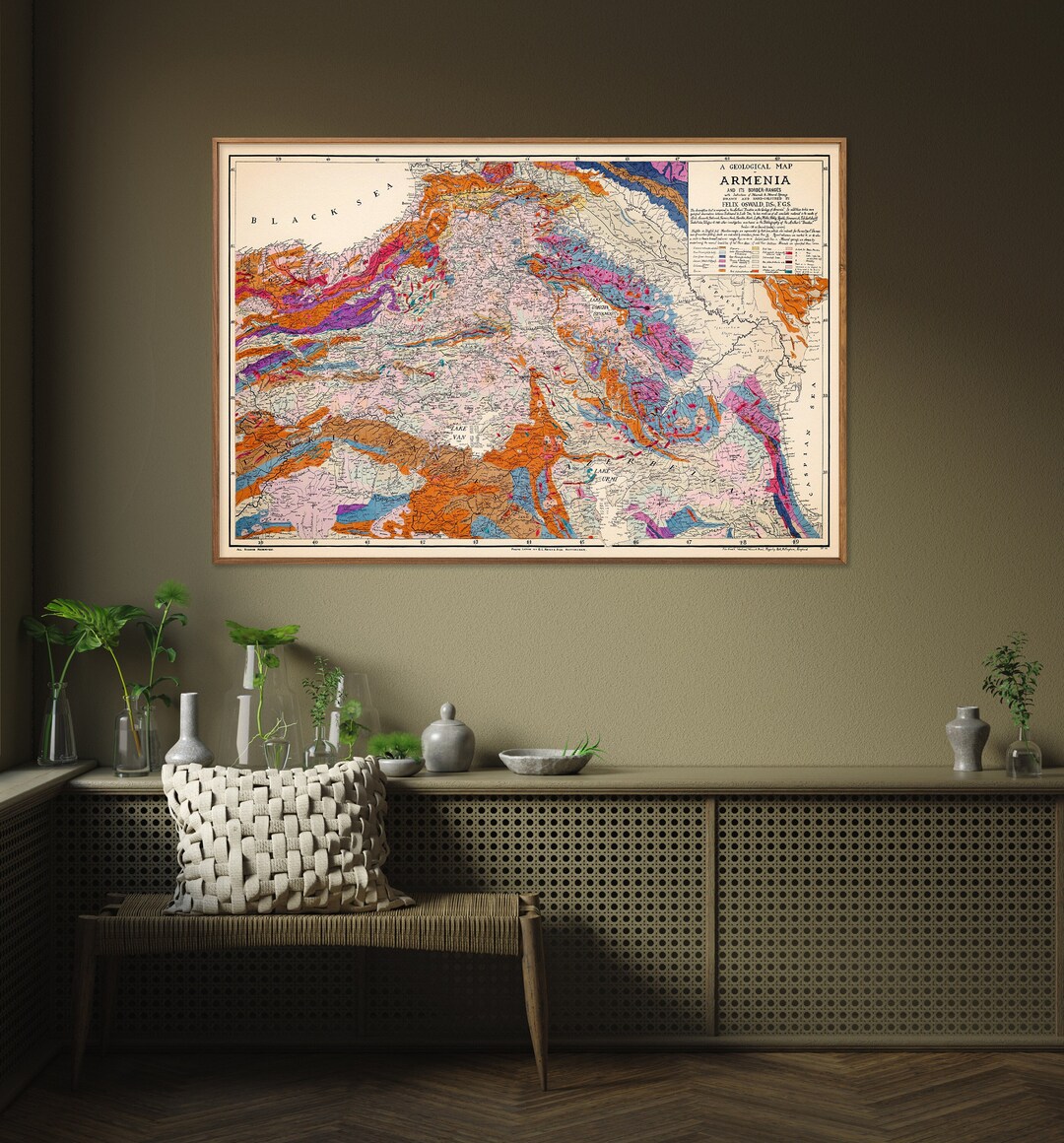 Armenia: Geology Vintage Geological Map Print, Wall Art Home Gift - Etsy