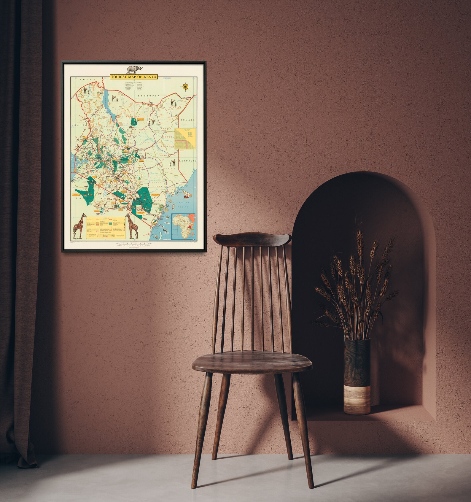 Kenya Map Kenya Poster Map of Kenya Wall Art Vintage Map - Etsy