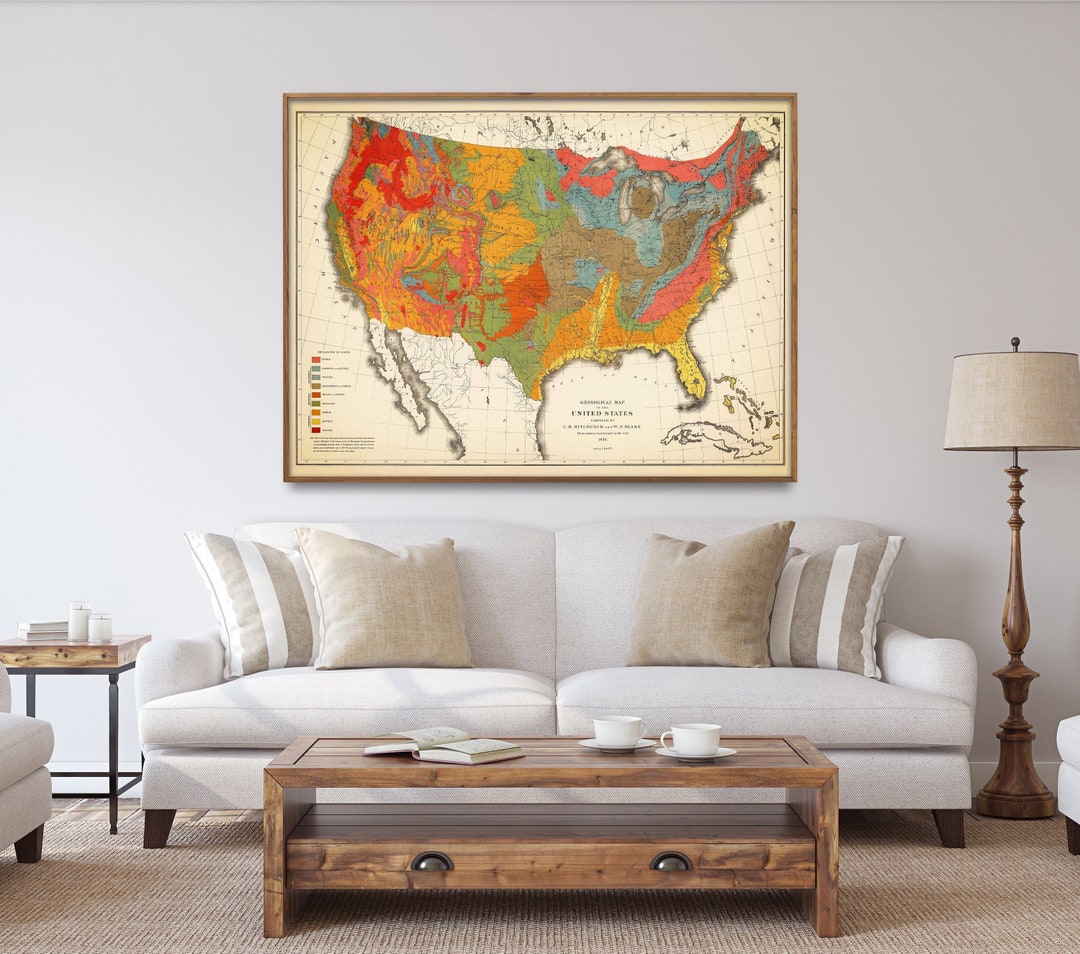 Geological Map of the USA| Vintage Geologic US Map Print| Geology USA ...