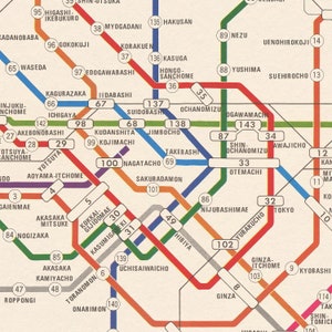 Tokyo Subways Vintage Map Print, Subway Map Poster, Japan Wall Art ...
