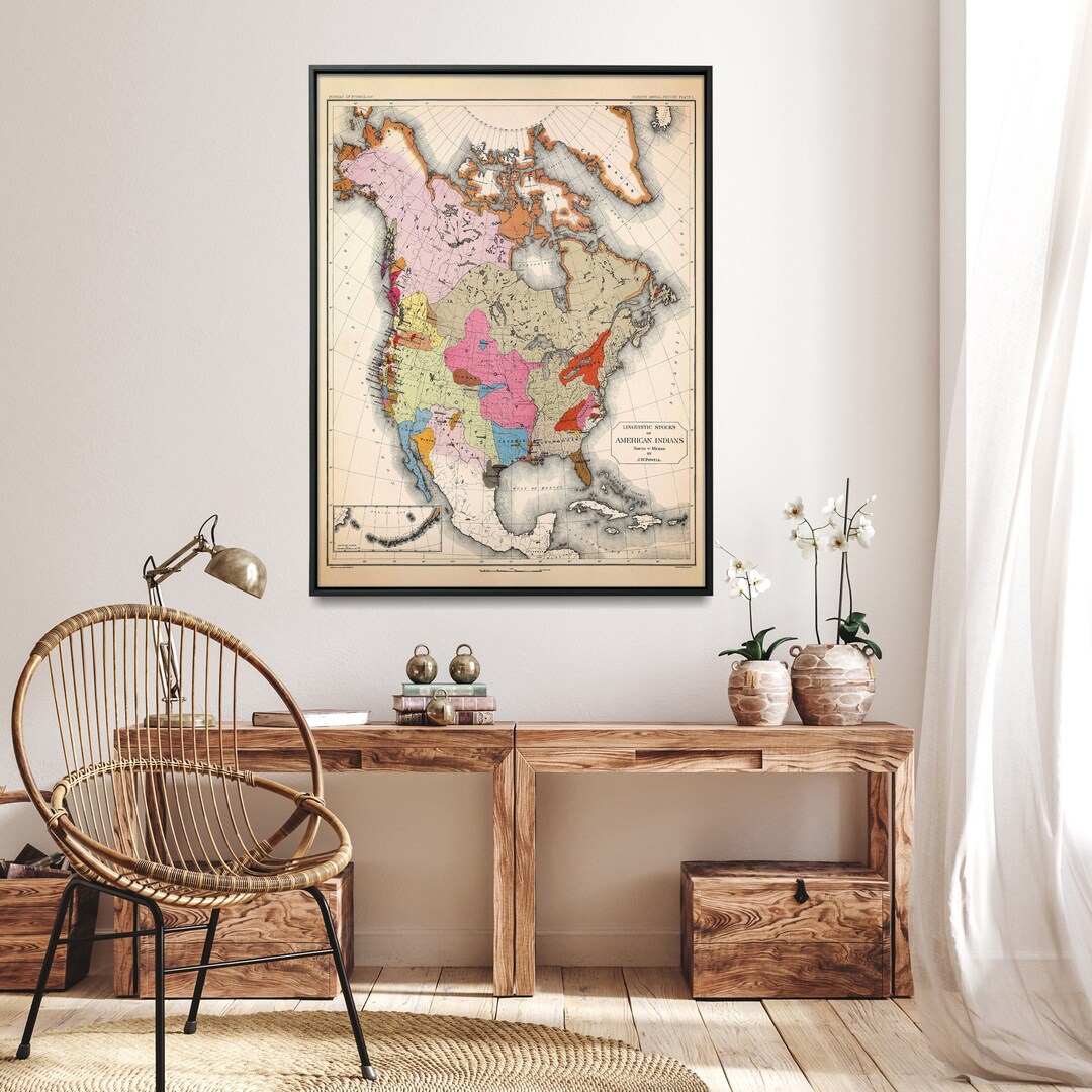 Linguistic Map of American Indians, Native American Language Map ...