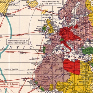 WW2: Military Map of the World - Vintage Map Print, Wall Art Home Gift ...