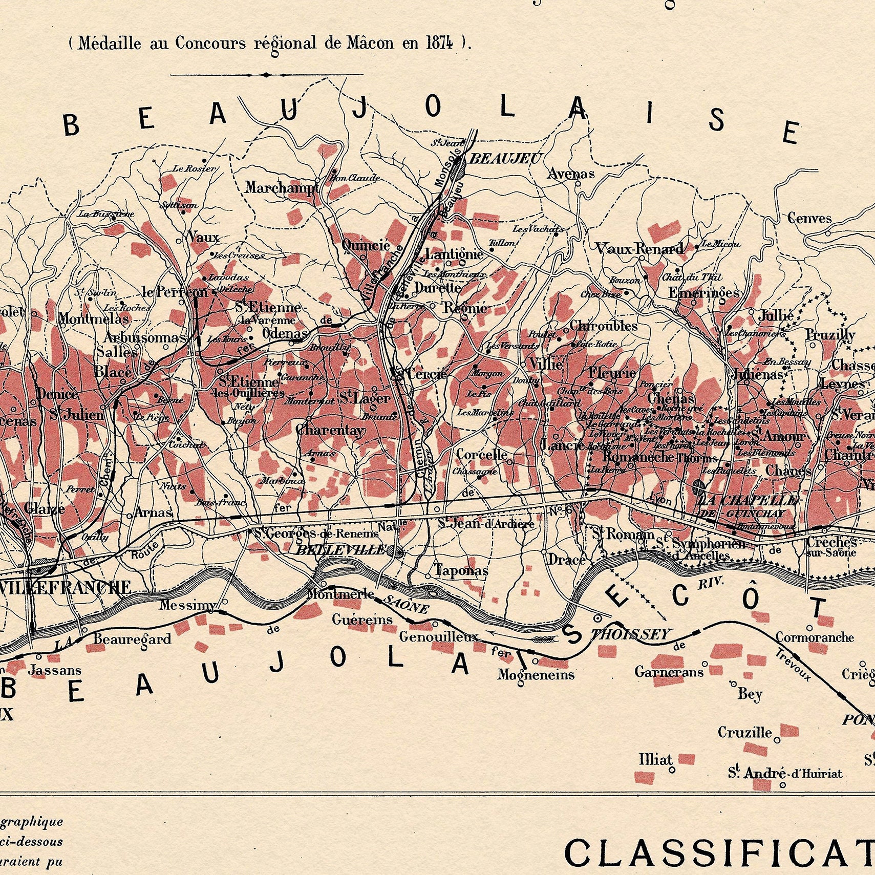 Wine Map of Beaujolais Maconnais Et Chalonnais Bourgogne - Etsy