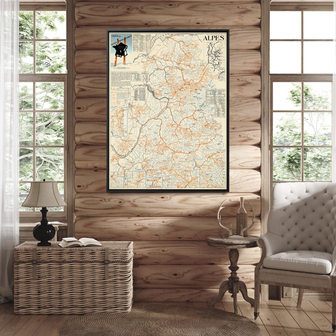 Vintage French Alps Ski Map Print: 1937 Winter Sports Poster - Etsy