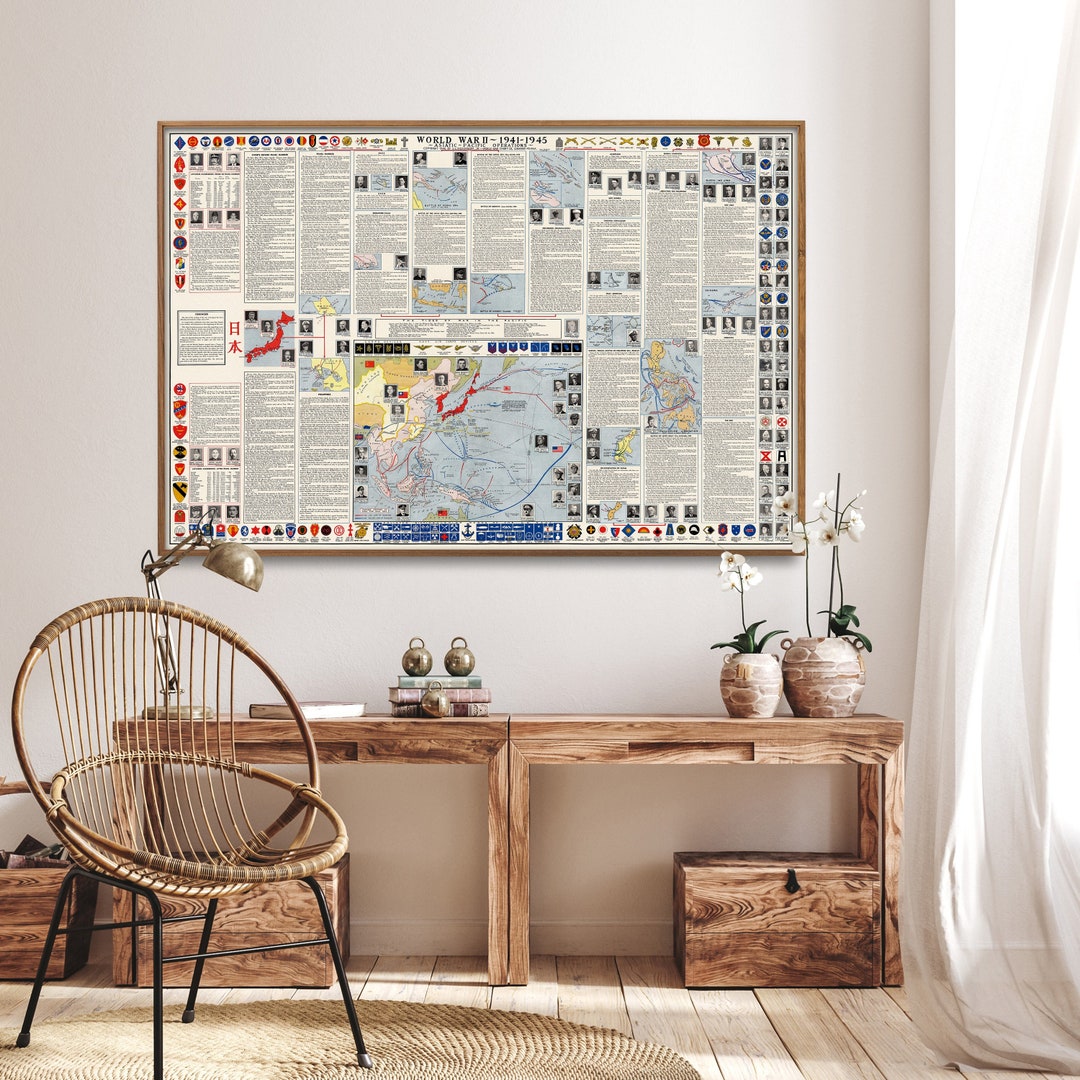 World War II Vintage Fact Chart Print 1941 1945 WW2 Asia-pacific ...