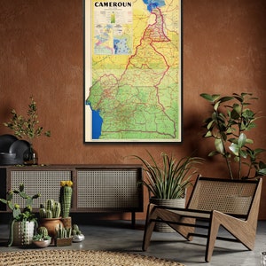 Cameroon Vintage Map Print, Cameroonian Home Wall Art Decor, Cameroon ...