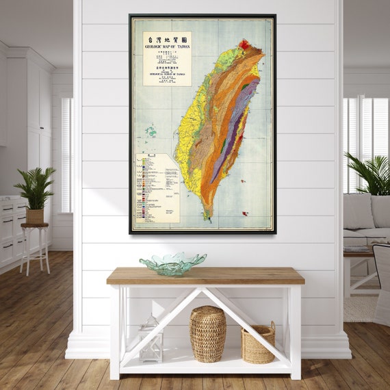Geological Map Of Taiwan Geologic Taiwan Map Geology Map | Etsy
