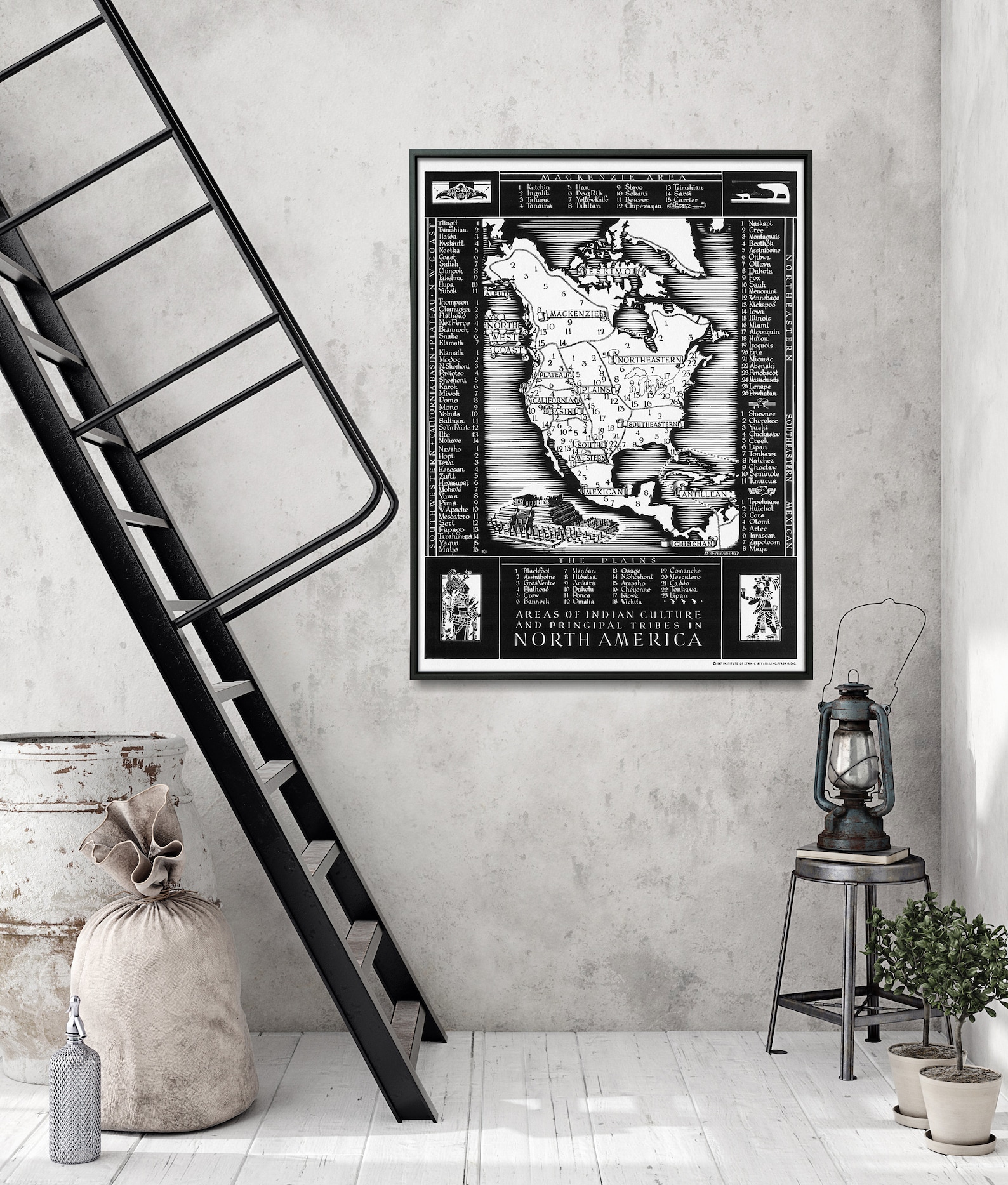 North America Indian Tribes Vintage Map Print Native - Etsy