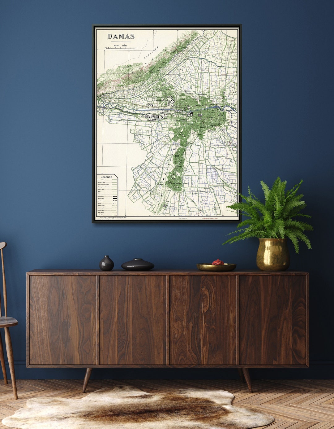 Damascus Vintage Map Print| Old Map Poster of Damascus Syria| Syrian ...