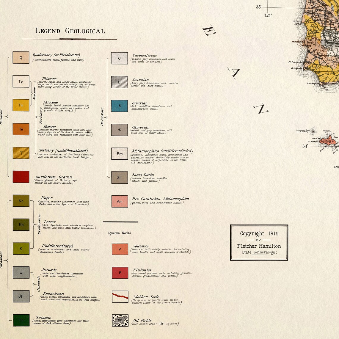 Geological Map of California Geologic California Map Poster - Etsy