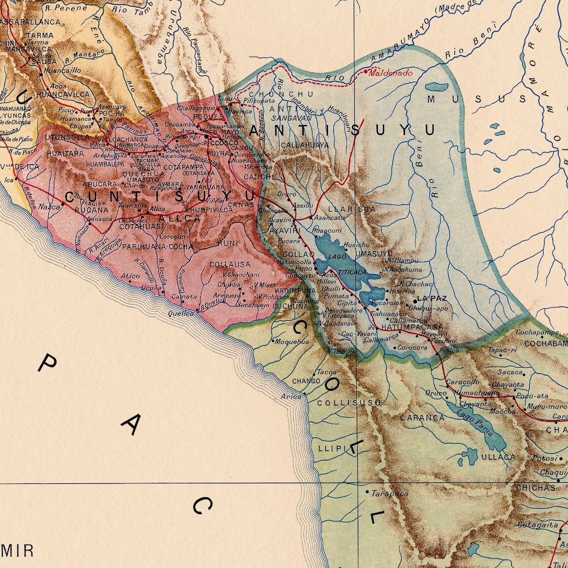 Inca Empire Vintage Map Print Inca Map Poster Peru Wall Art | Etsy