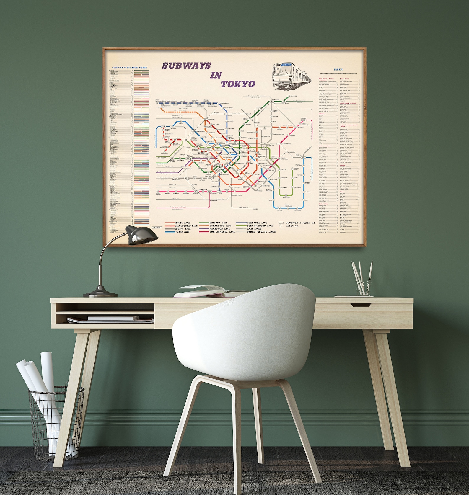Tokyo Subways Vintage Map Print, Subway Map Poster, Japan Wall Art ...