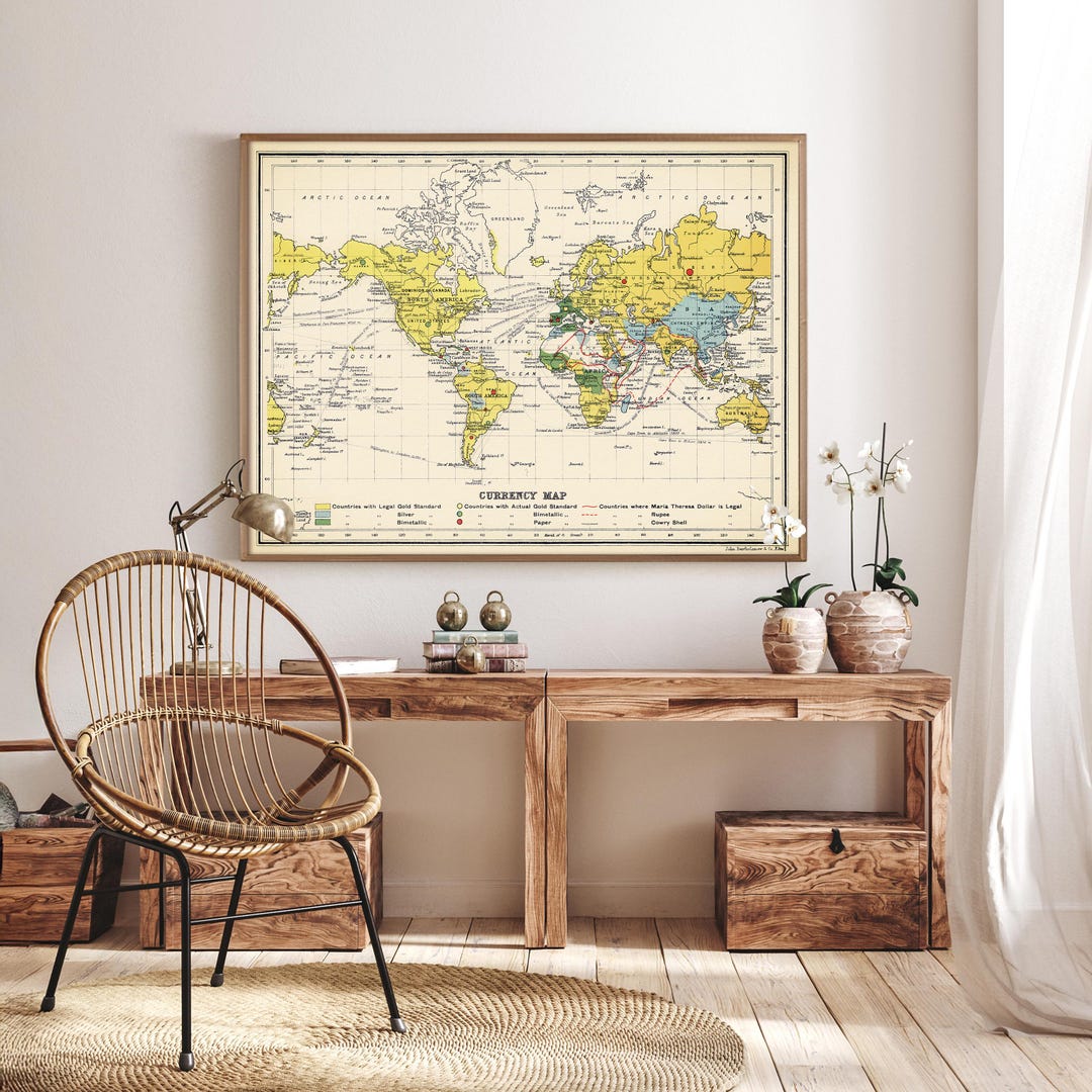 World Currency Systems Map 1907 – Vintage Money Chart Print - Etsy
