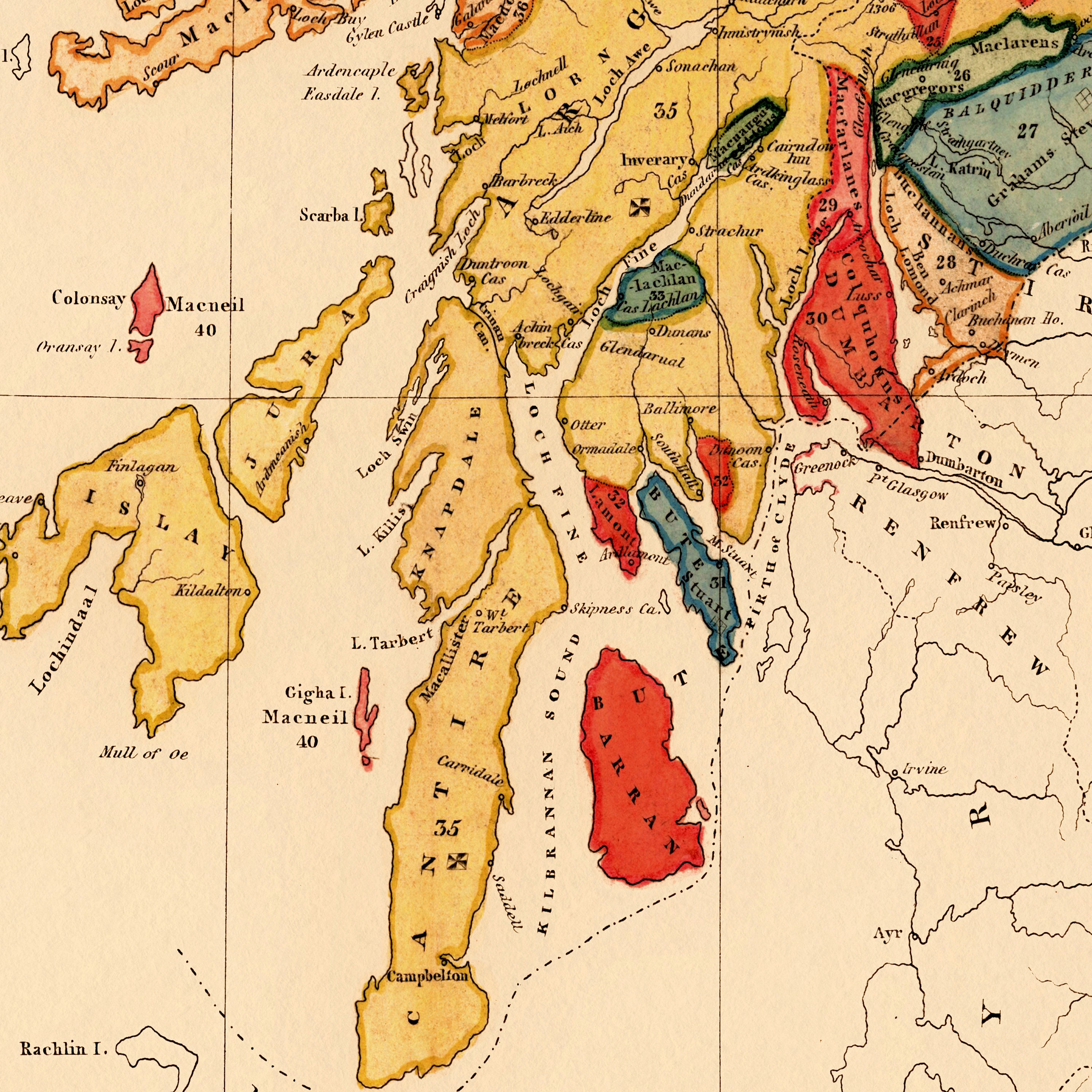 Scotland Clan Map Highland Clans Historical Map of Scotland | Etsy