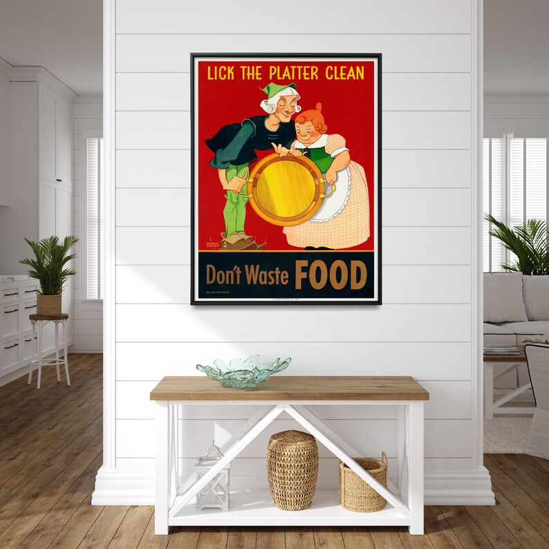 Don't Waste Food Vintage WW2 Poster Print Dining Kitchen - Etsy