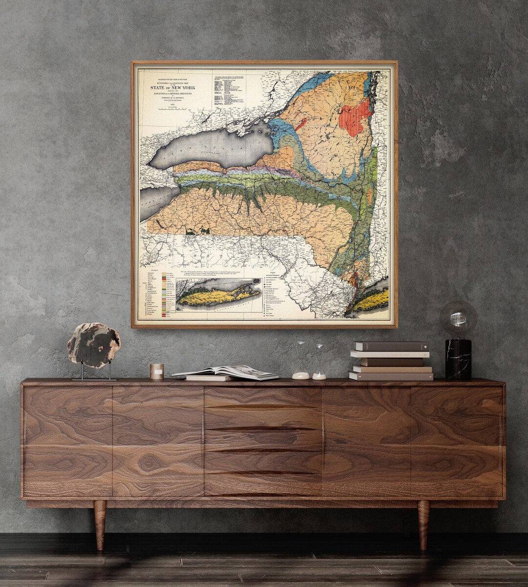 Geology: State of New York - Vintage Chart Print, Geological Map Wall ...