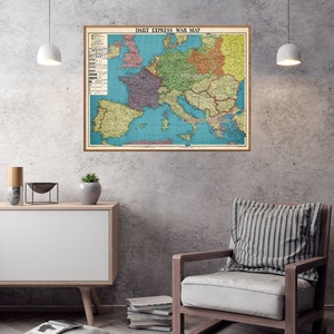 WW2: Military Map of Europe Vintage Map Print, Wall Art Home Gift - Etsy