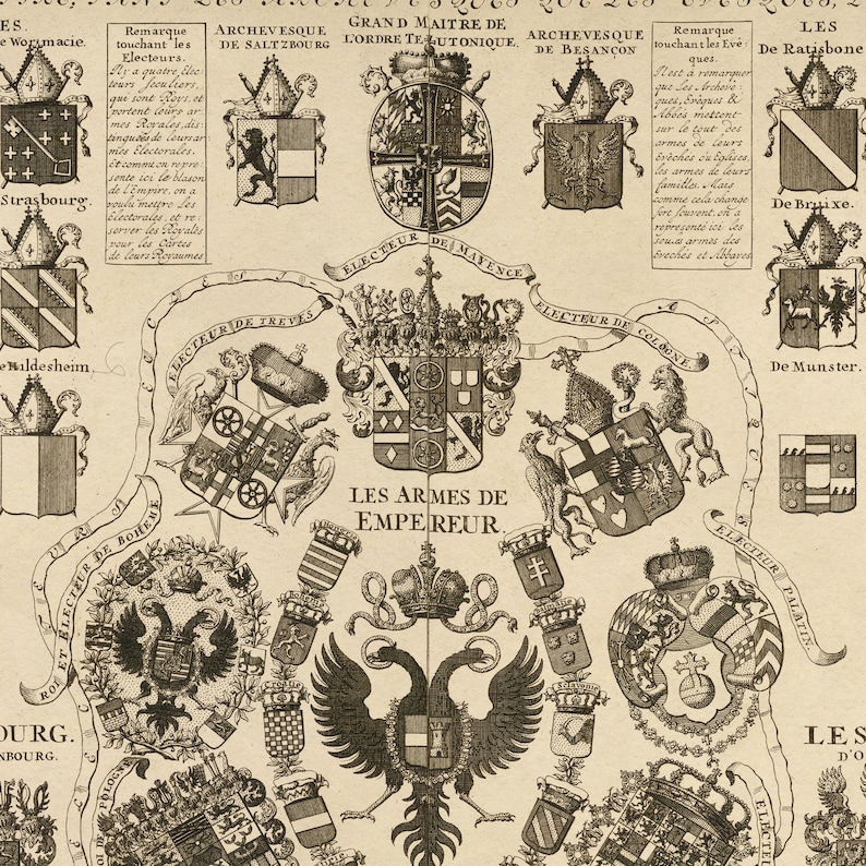 Vintage Holy Roman Empire Chart Heraldry Wall Art History - Etsy