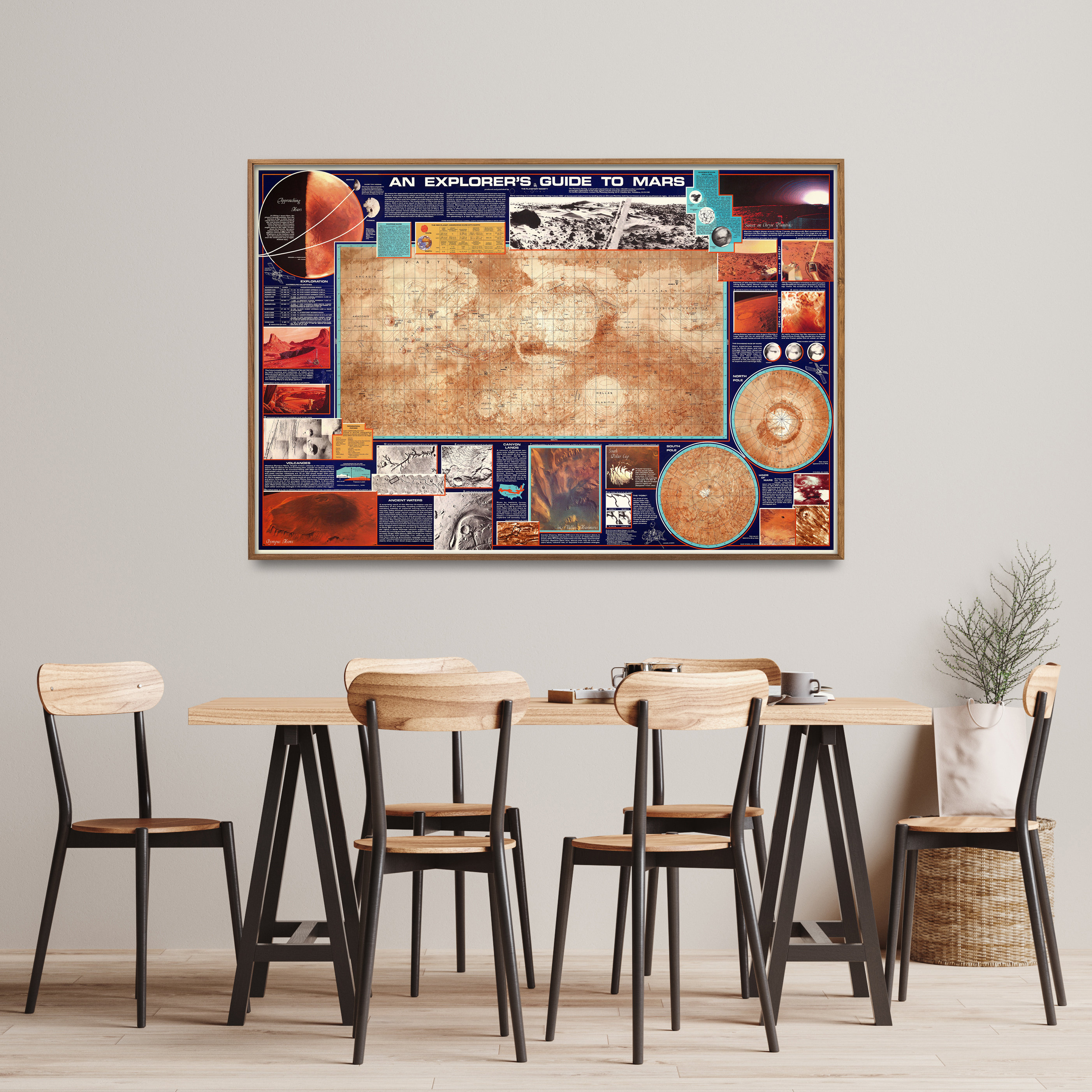 NASA Vintage Mars Chart Print, Mars Map Poster, Martian Landscape Wall ...