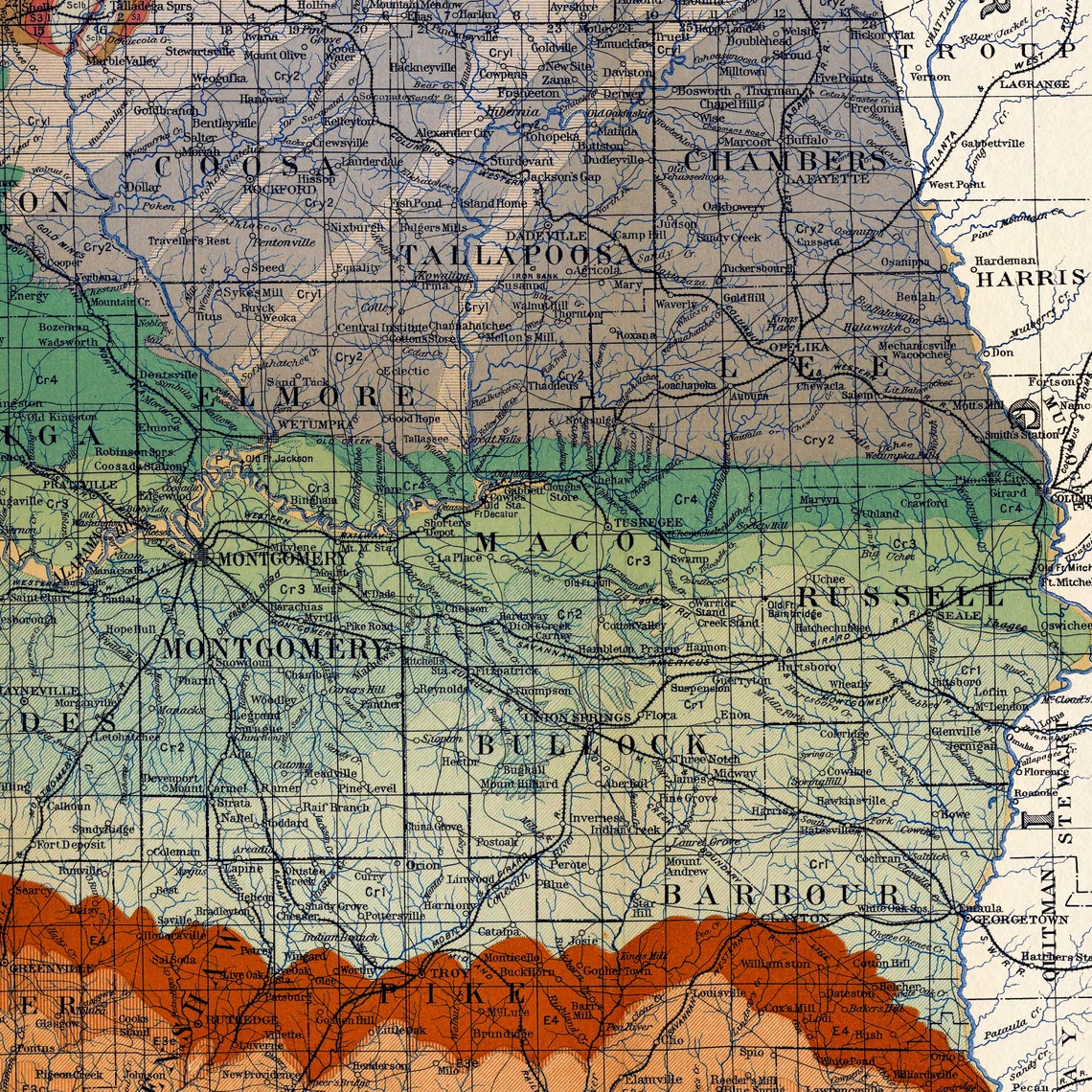 Geological Map of Alabama Geologic Alabama Vintage Map Print - Etsy