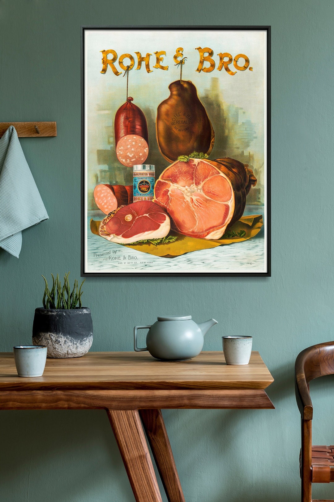 Ham, Salami, Smoked Meat Vintage Poster Print| Kitchen Wall Art ...