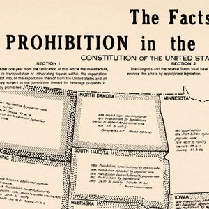 Prohibition: Facts - Vintage Chart Print, US Prohibition Map Poster ...