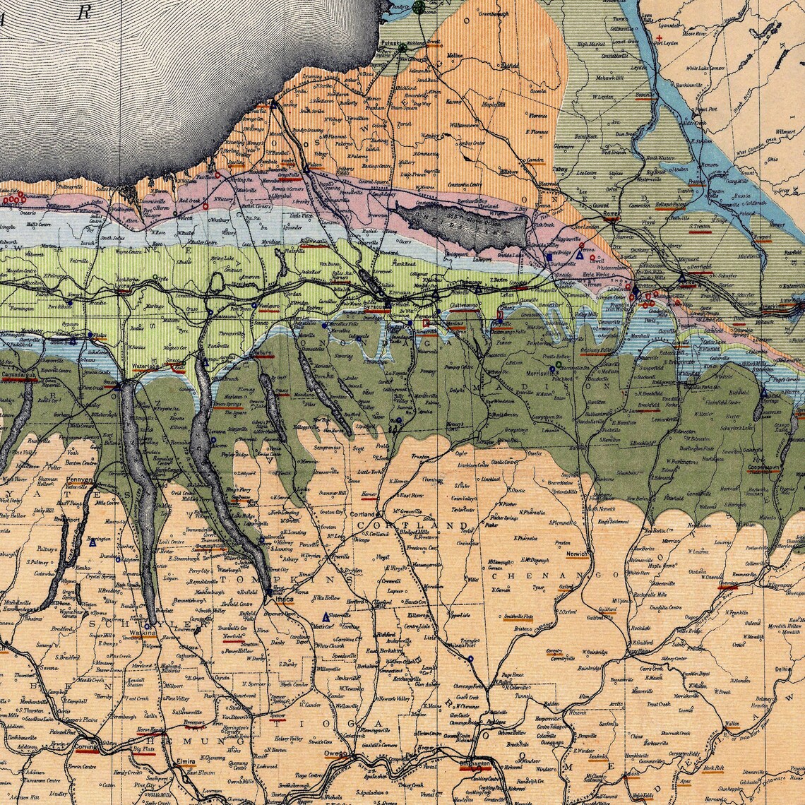 Geological Map New York Geologic Map of New York Science Map - Etsy