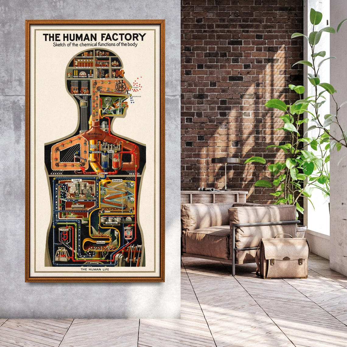 Human Body Vintage Industrial Poster Human Factory Print Mid | Etsy