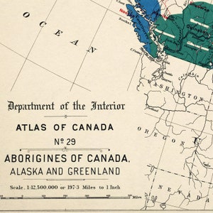 Canadian Indian Tribes Vintage Map Print| North American Natives ...