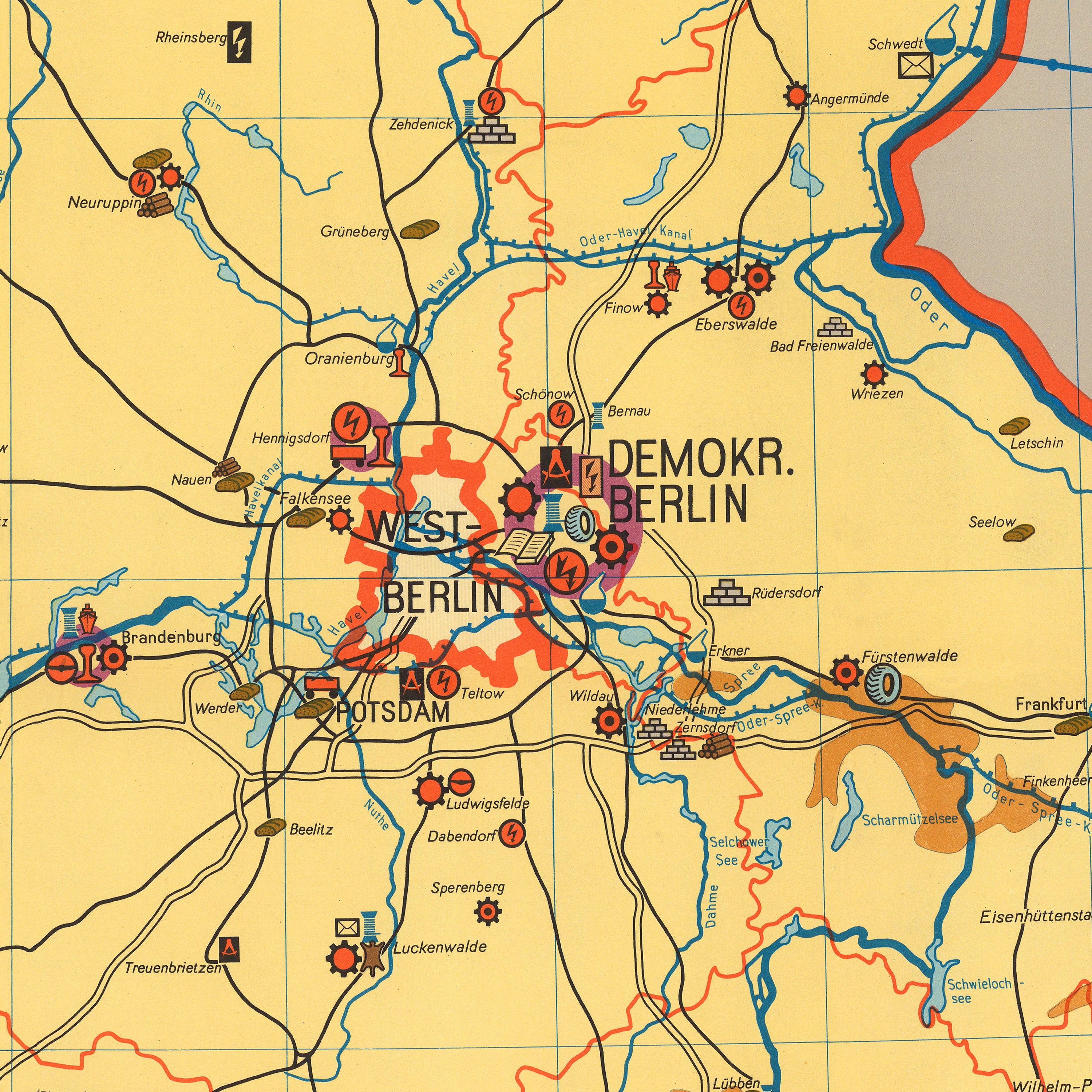 East Germany Vintage Map Print Ddr Map Poster Cold War Map - Etsy