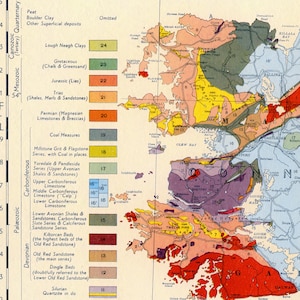 Geological Map of Ireland| Geologic Map Print| Geology Map| Science ...