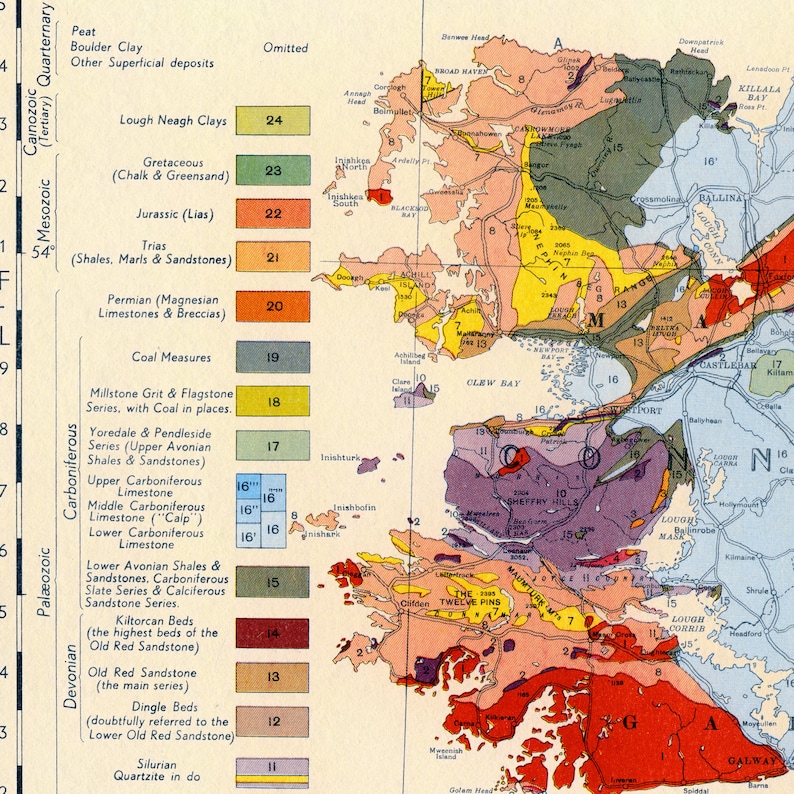 Geological Map of Ireland Geologic Map Print Geology Map - Etsy