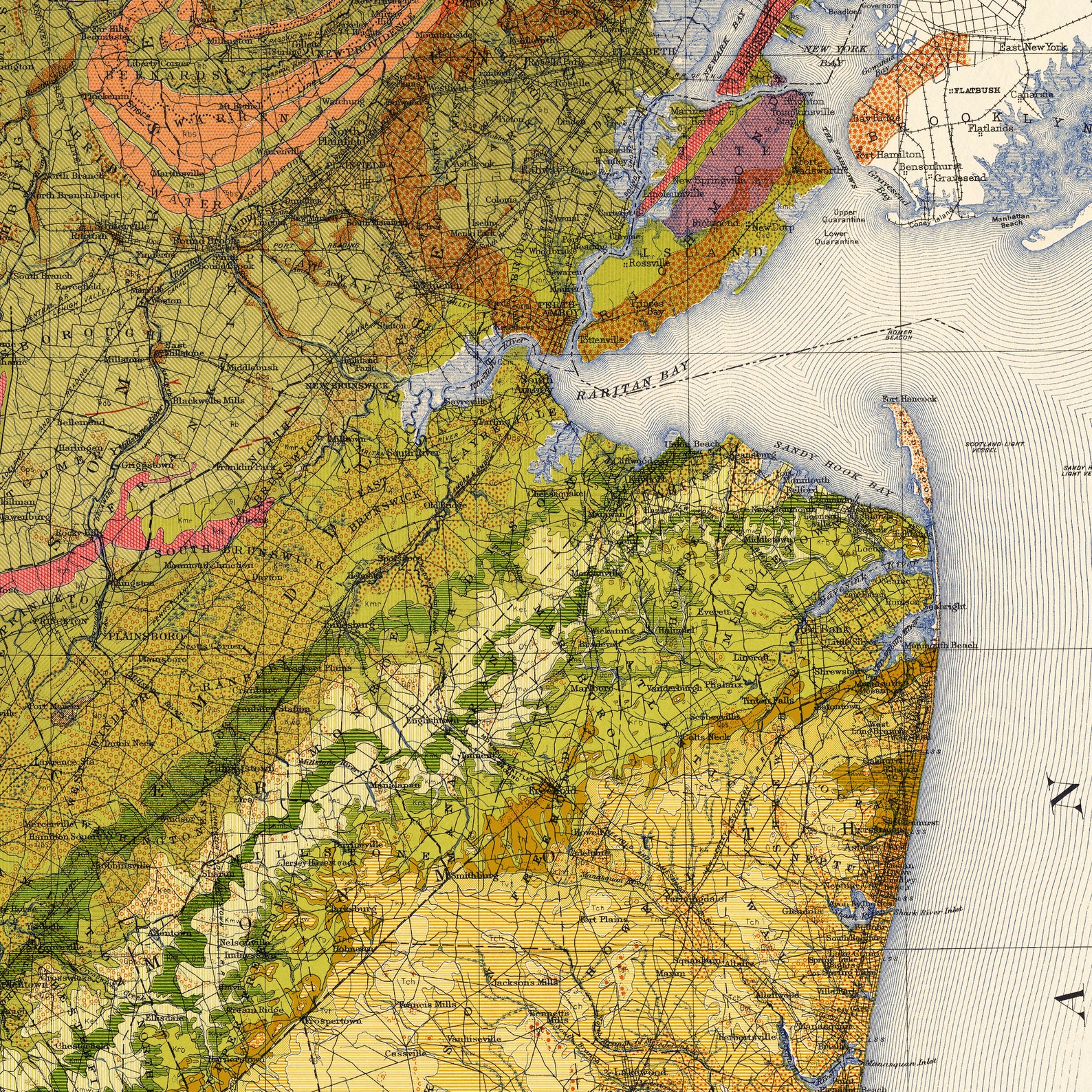 Geologic Map of New Jersey Geology Gift New Jersey Wall Art - Etsy