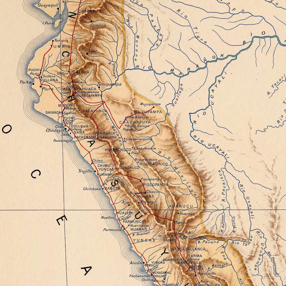 Inca Empire Vintage Map Print Inca Map Poster Peru Wall Art | Etsy