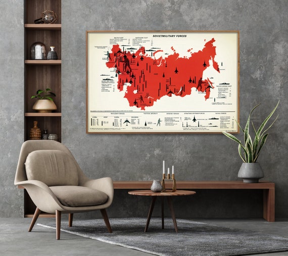 The Soviet Union Vintage Military Map Print USSR Poster Cold - Etsy