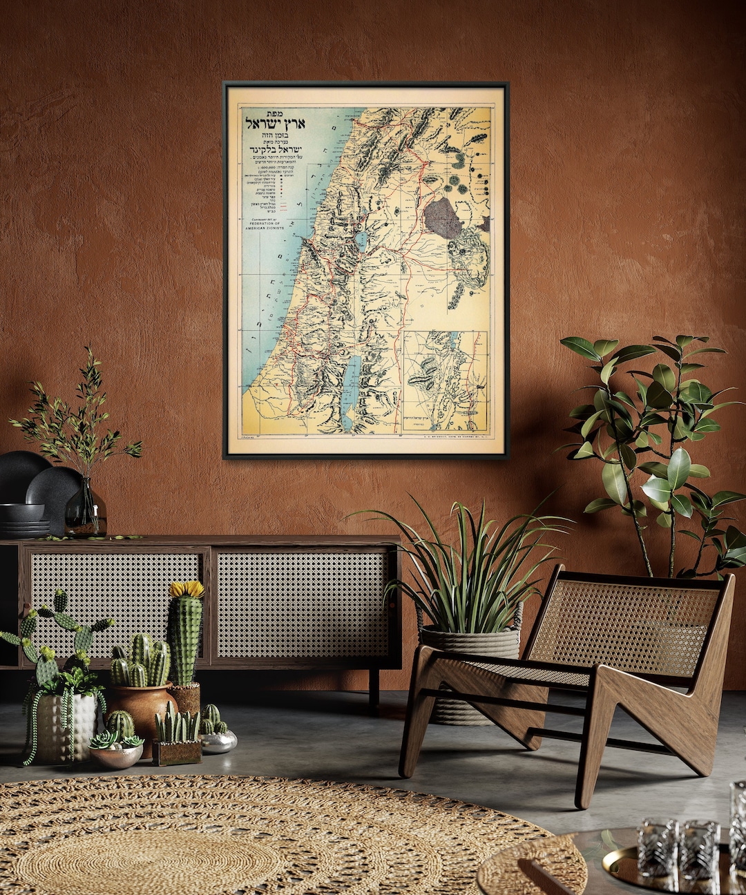 Vintage Israel Map Poster| Israeli Gift| Map Print of Israel| Home ...