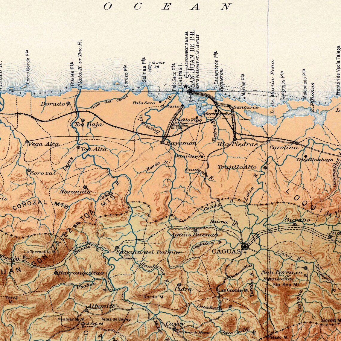 Old Map of Puerto Rico Puerto Rico Vintage Map Print Puerto - Etsy