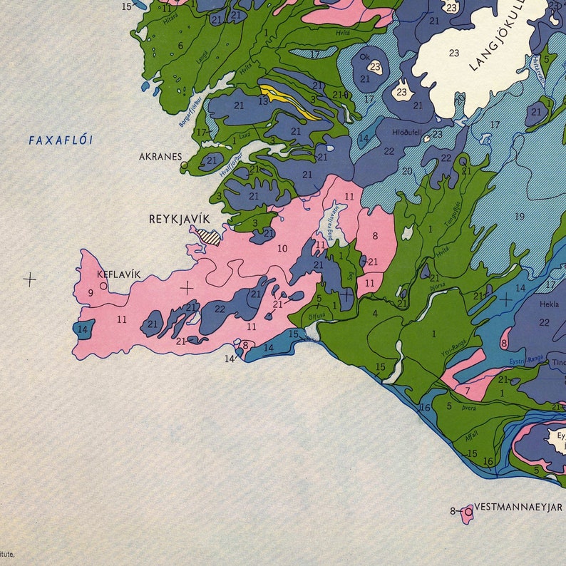 Iceland Map Soil Map of Iceland Geologic Map Iceland Wall - Etsy