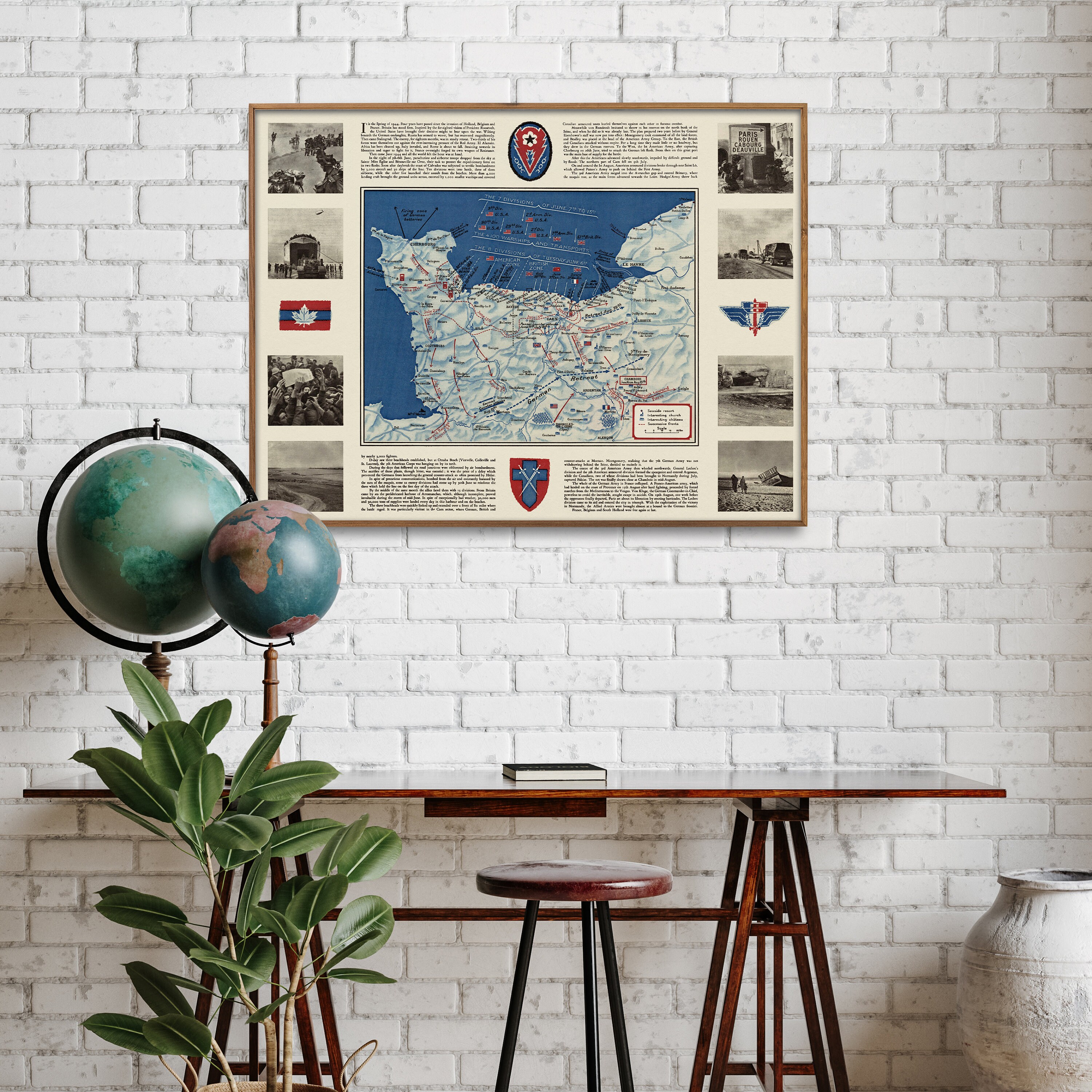 Normandy Invasion 1944 D Day Vintage Map Print World War 2 - Etsy